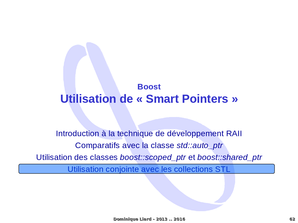 Programmation C++ avec les librairies Boost - BoostUtilisation de « Smart Pointers