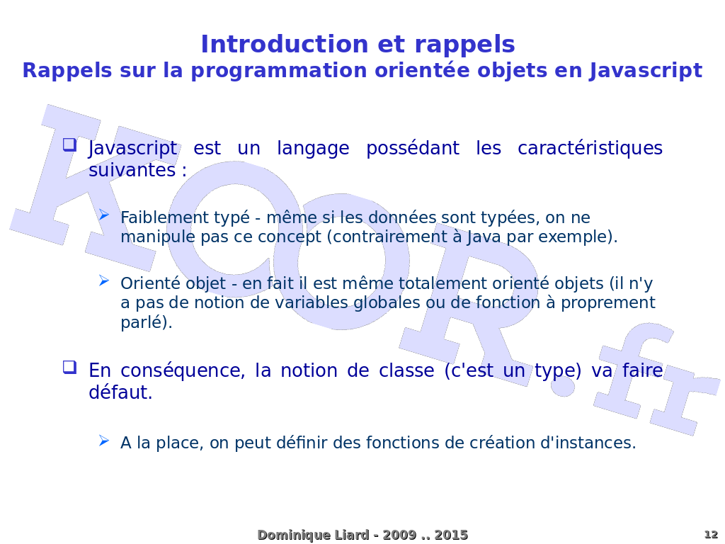 Mise en oeuvre de Dojo Toolkit - Introduction et rappels Rappels sur la ...