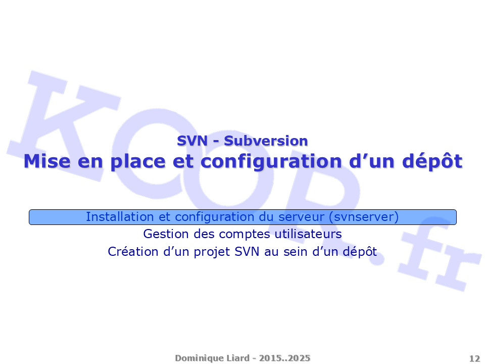Mise en oeuvre de SVN (SubVersioN)