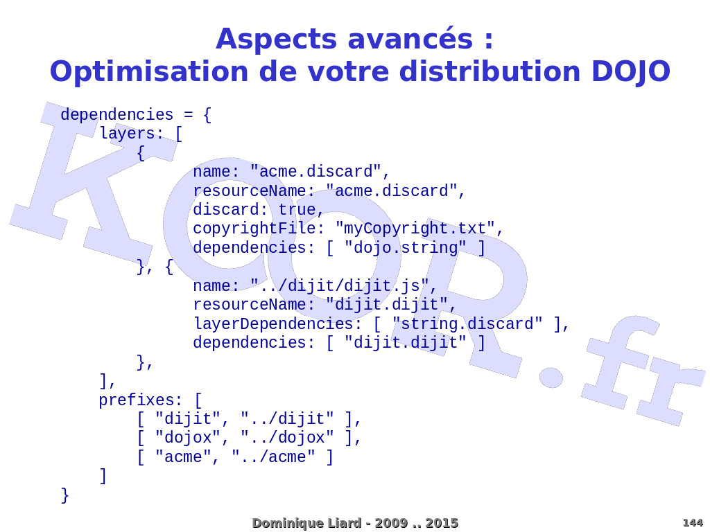 Mise en oeuvre de Dojo Toolkit - Aspects avancés : Optimisation de ...