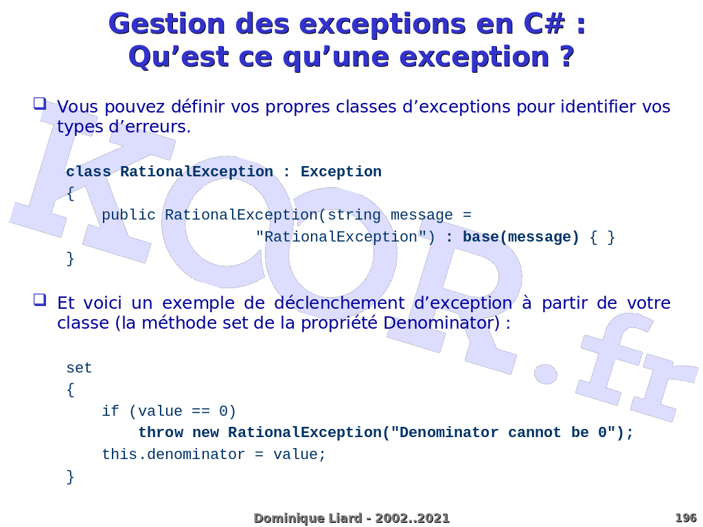 Le langage C# - Gestion des exceptions en C# : Qu'est ce qu'une exception