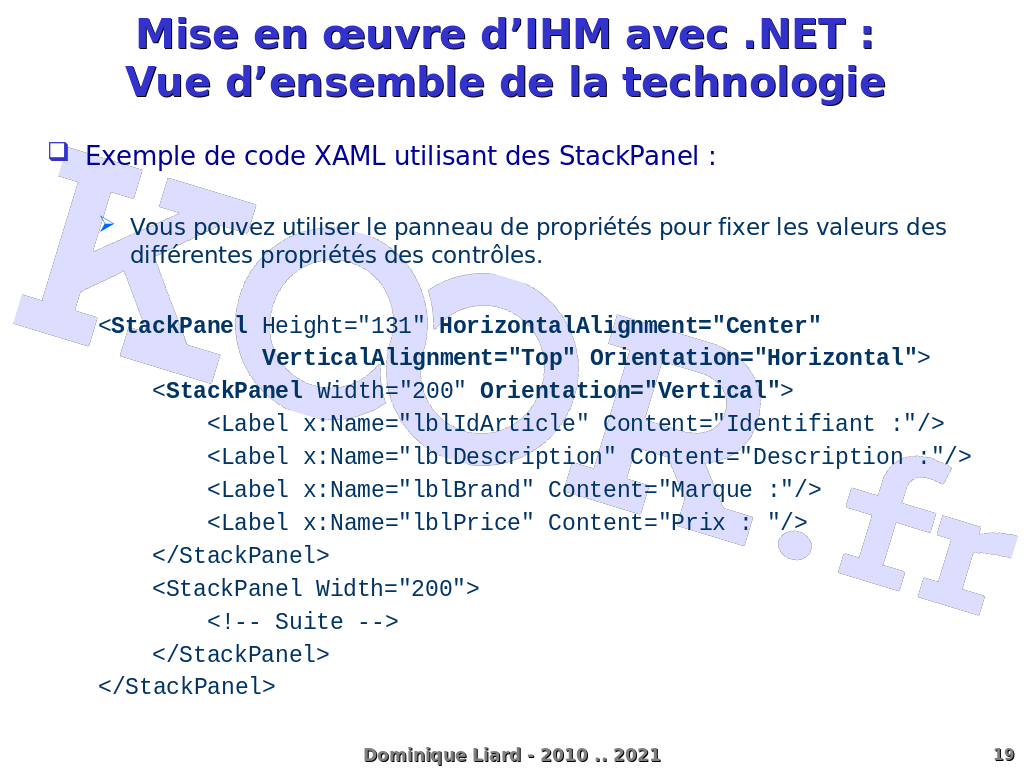WPF (Windows Presentation Foundation) en C# - Mise en document.write ...
