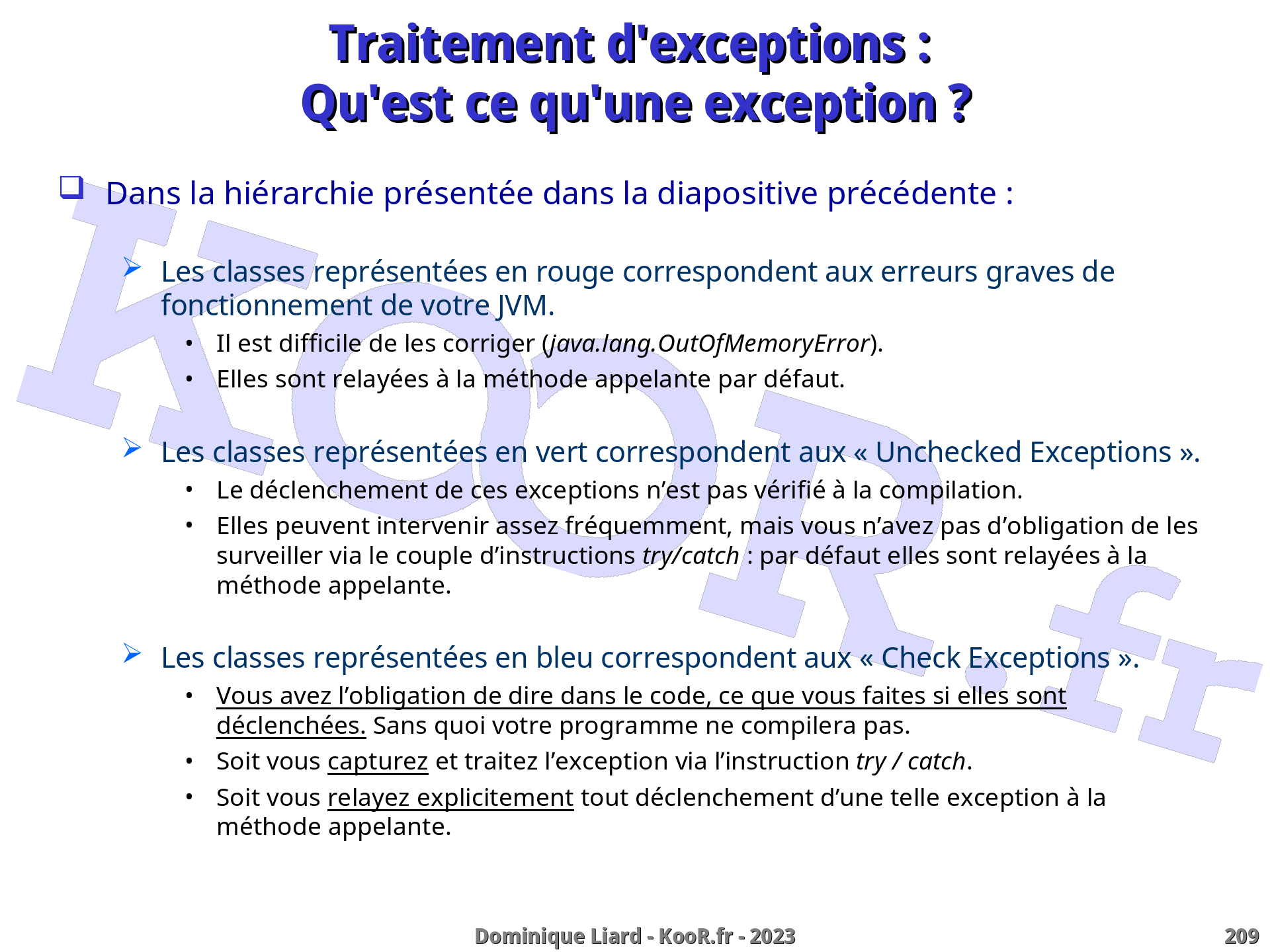 Le langage Java - Les fondamentaux - Traitement d'exceptions : Qu'est ce qu'une exception