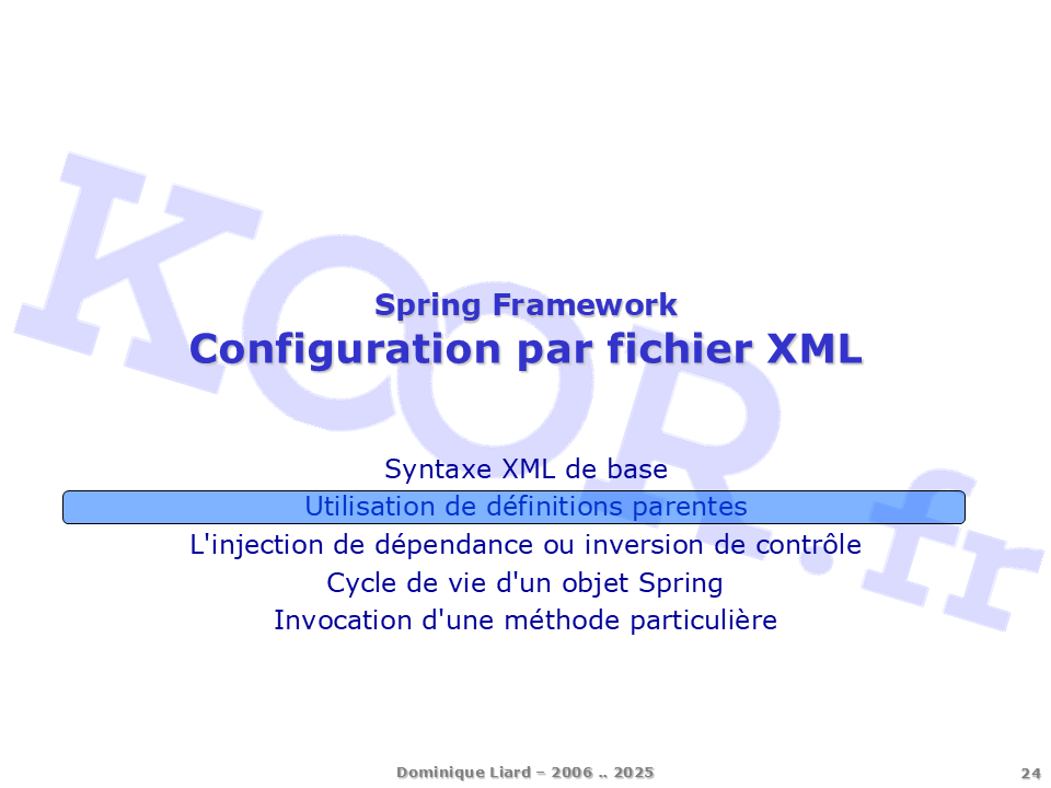 Le Framework Spring Spring Framework Configuration Par Fichier Xml