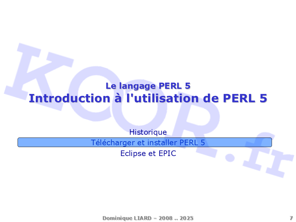 Le langage Perl 5 - Le langage PERL 5 Introduction à l'utilisation de ...