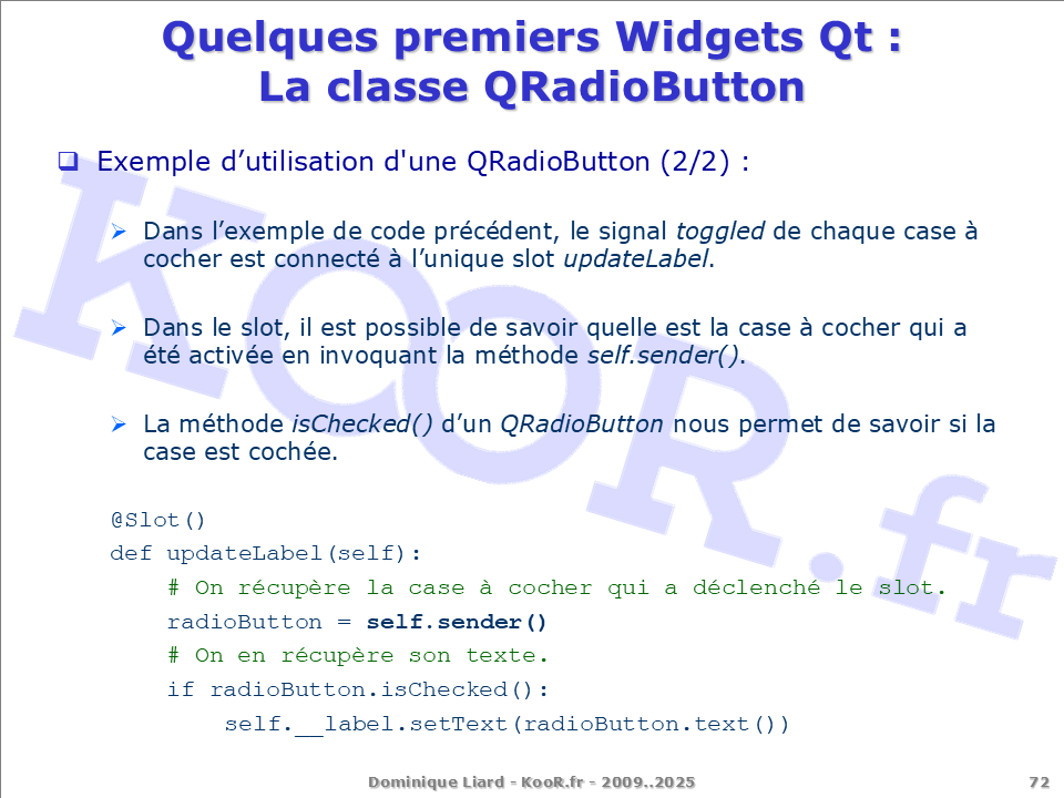 Mise en oeuvre d'IHM avec Python et Qt